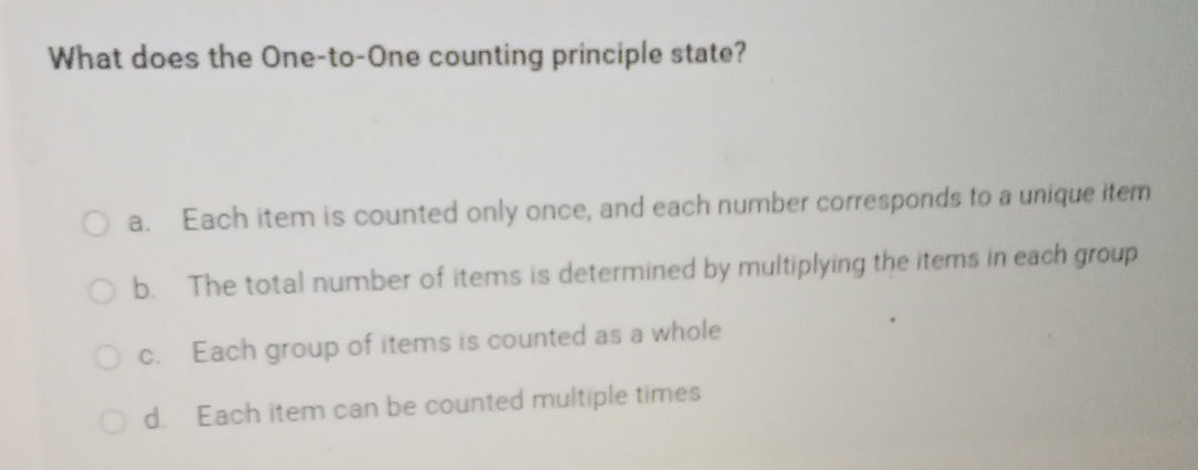 What does the One-to-One counting principle | StudyX