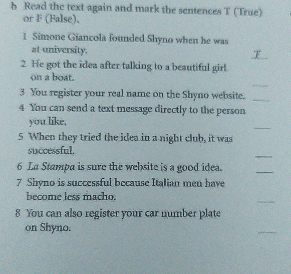 b Read the text again and mark the sentences | StudyX