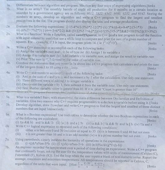1a. Differentiate between algorithm and | StudyX