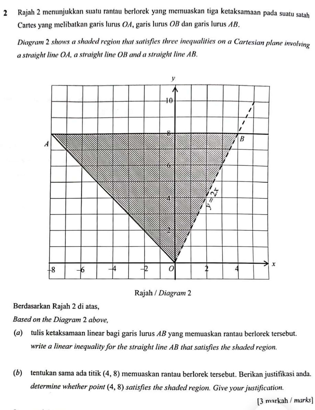 Diagram 2 shows a shaded region that | StudyX