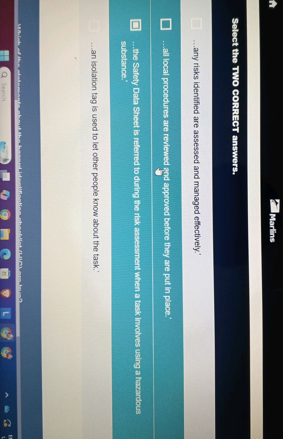 Select the TWO CORRECT answers. ...any | StudyX
