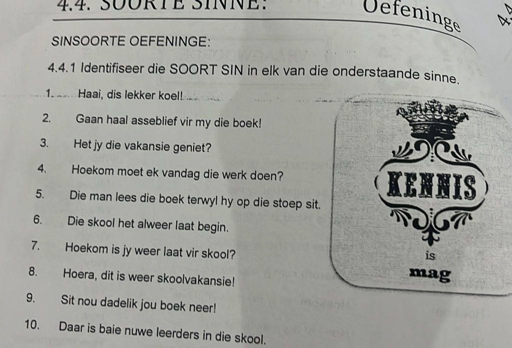 4.4. SOORTE SINNE: SINSOORTE OEFENINGE: | StudyX