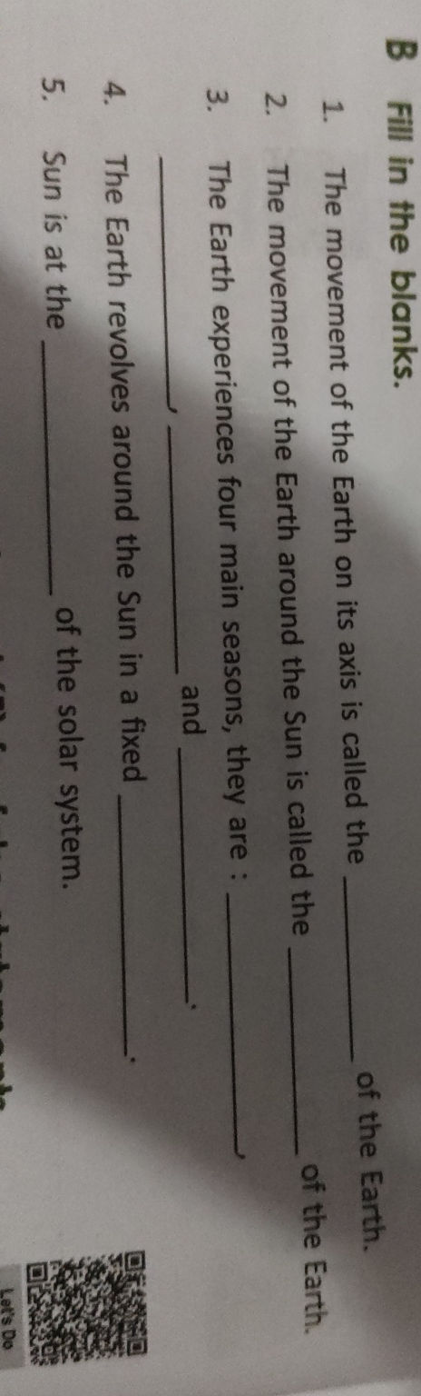 B Fill in the blanks. 1. The movement of | StudyX