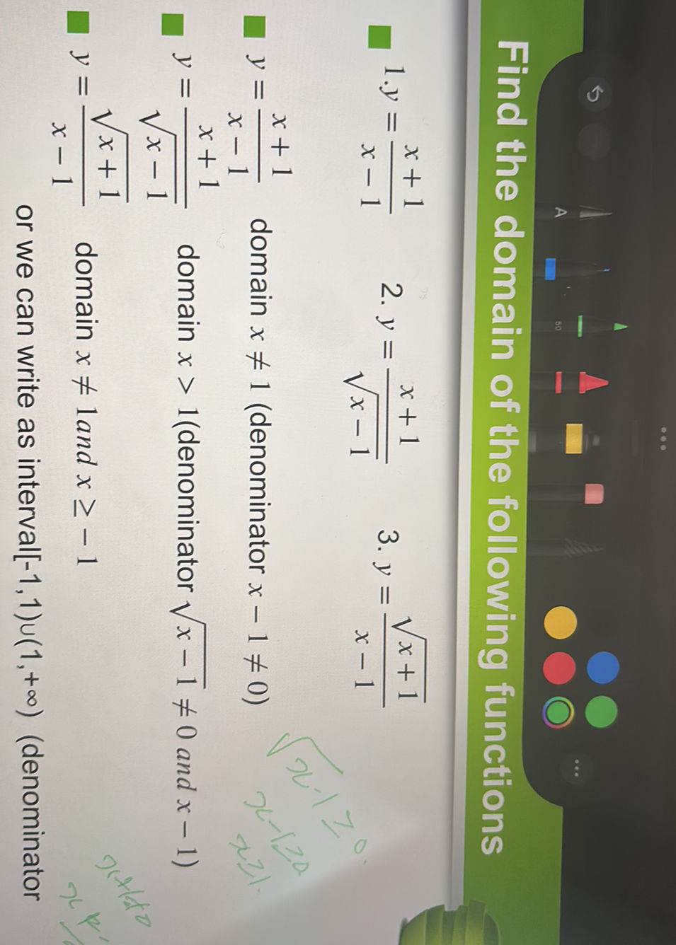 Find the domain of the following functions | StudyX