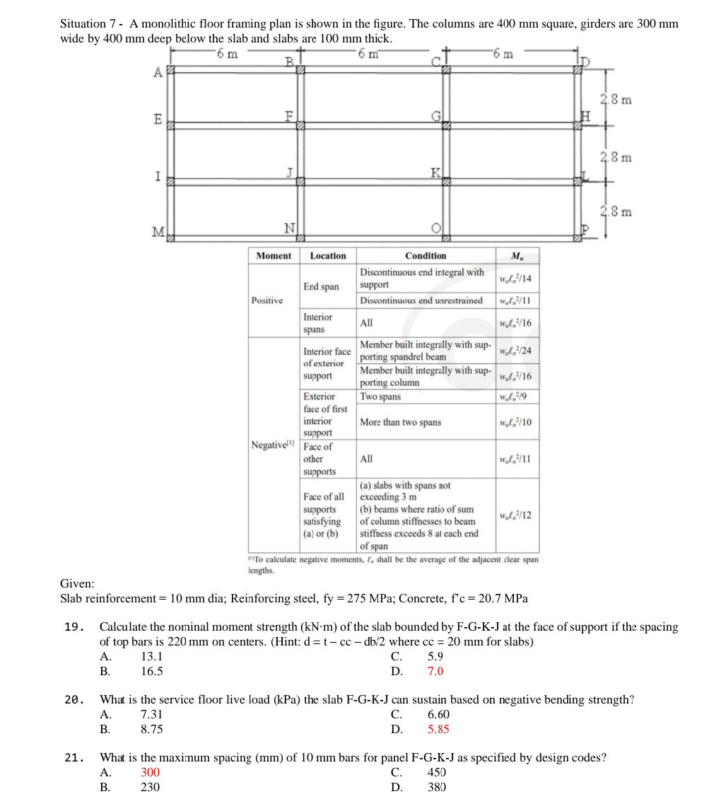 Situation 7 - A monolithic floor framing | StudyX
