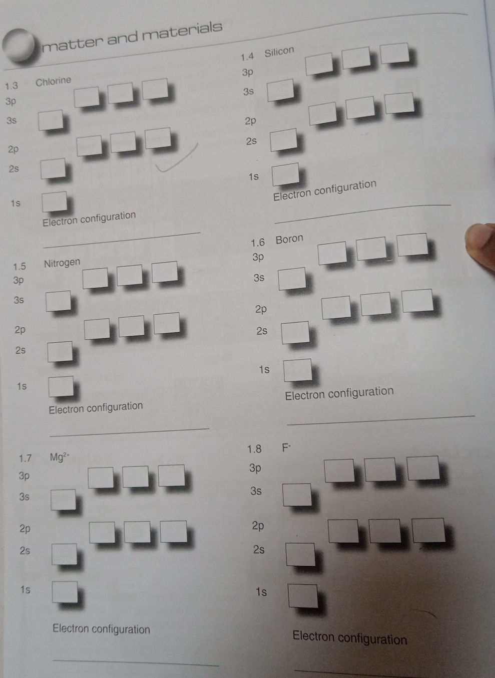 1.3 Chlorine 3p ☐ ☐ ☐ 3s ☐ ☐ 2p ☐ ☐ ☐ ☐ | StudyX