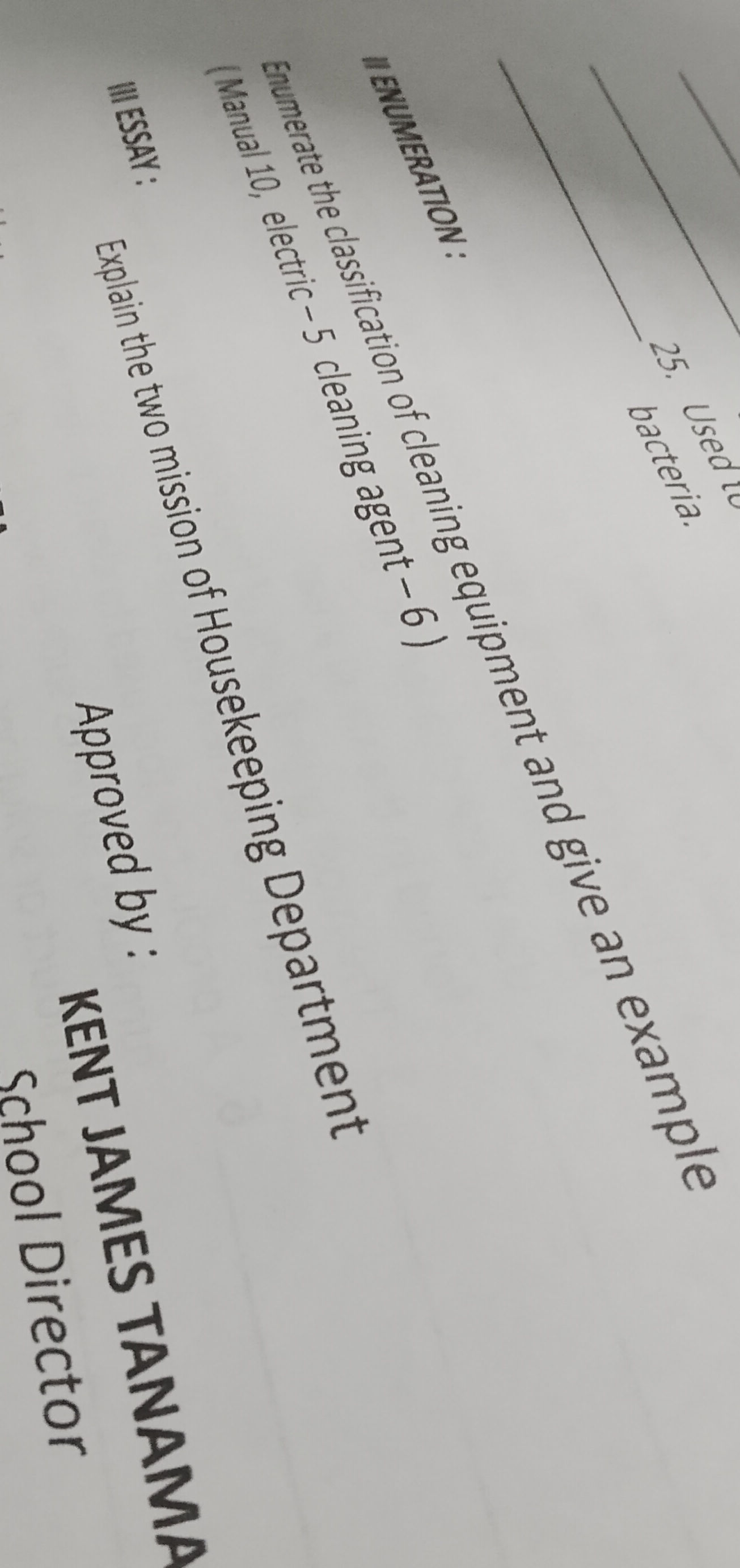 II ENUMERATION: Enumerate the classification | StudyX