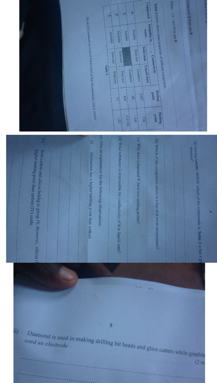 Table 2 below shows some properties of | StudyX