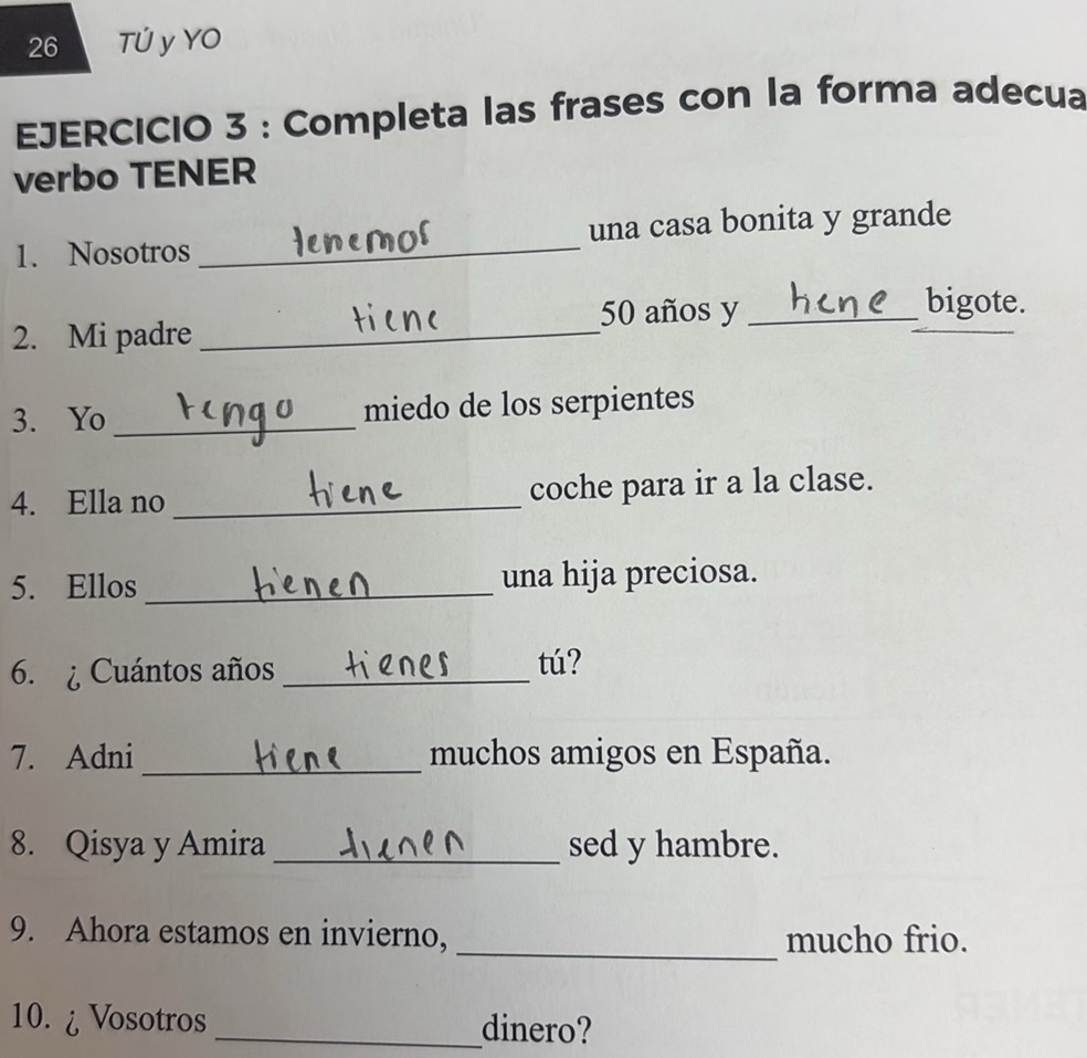 EJERCICIO 3: Completa las frases con la | StudyX