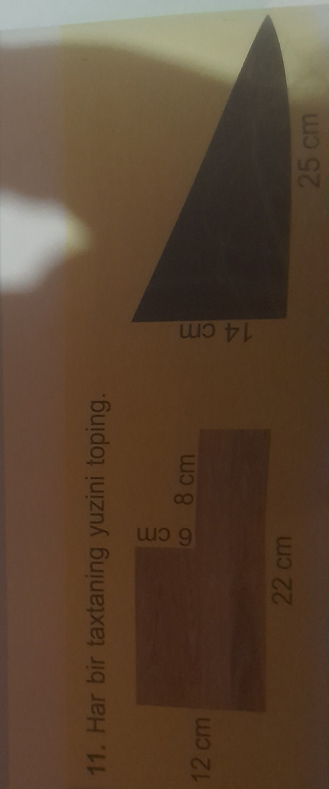 11. Har bir taxtaning yuzini toping. There | StudyX