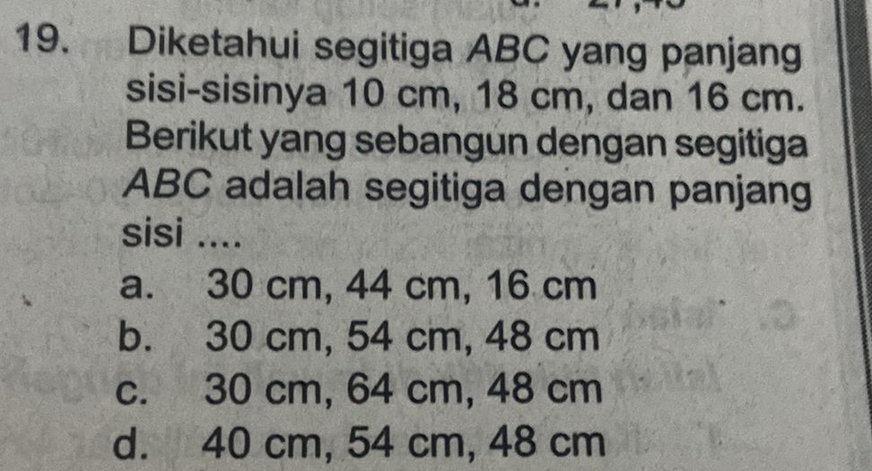 19. Diketahui segitiga ABC yang panjang | StudyX