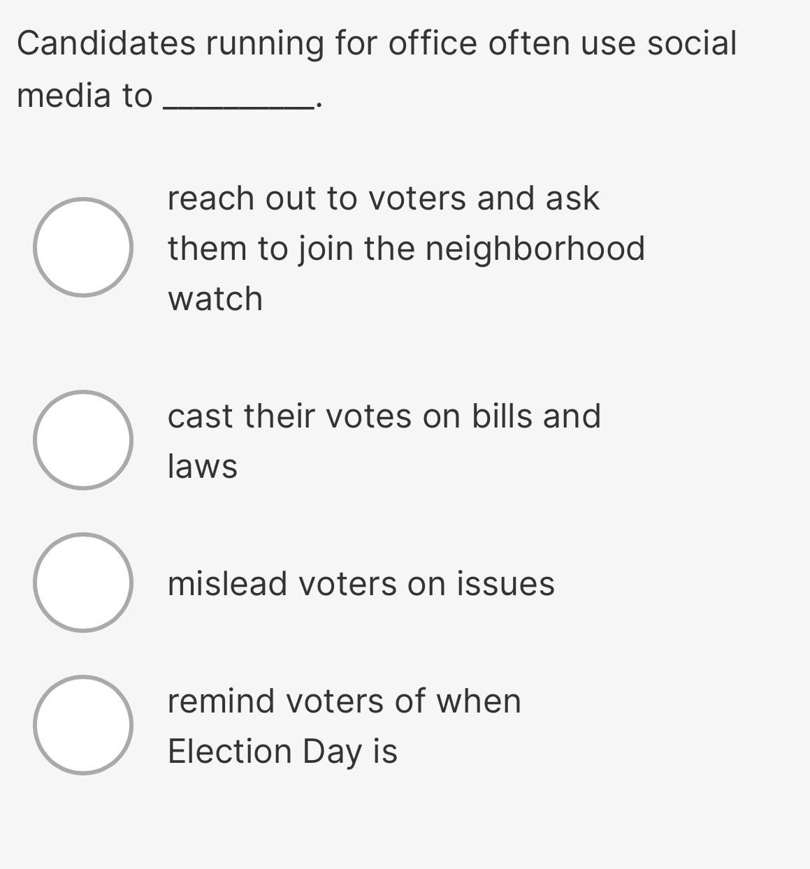 Candidates running for office often use | StudyX