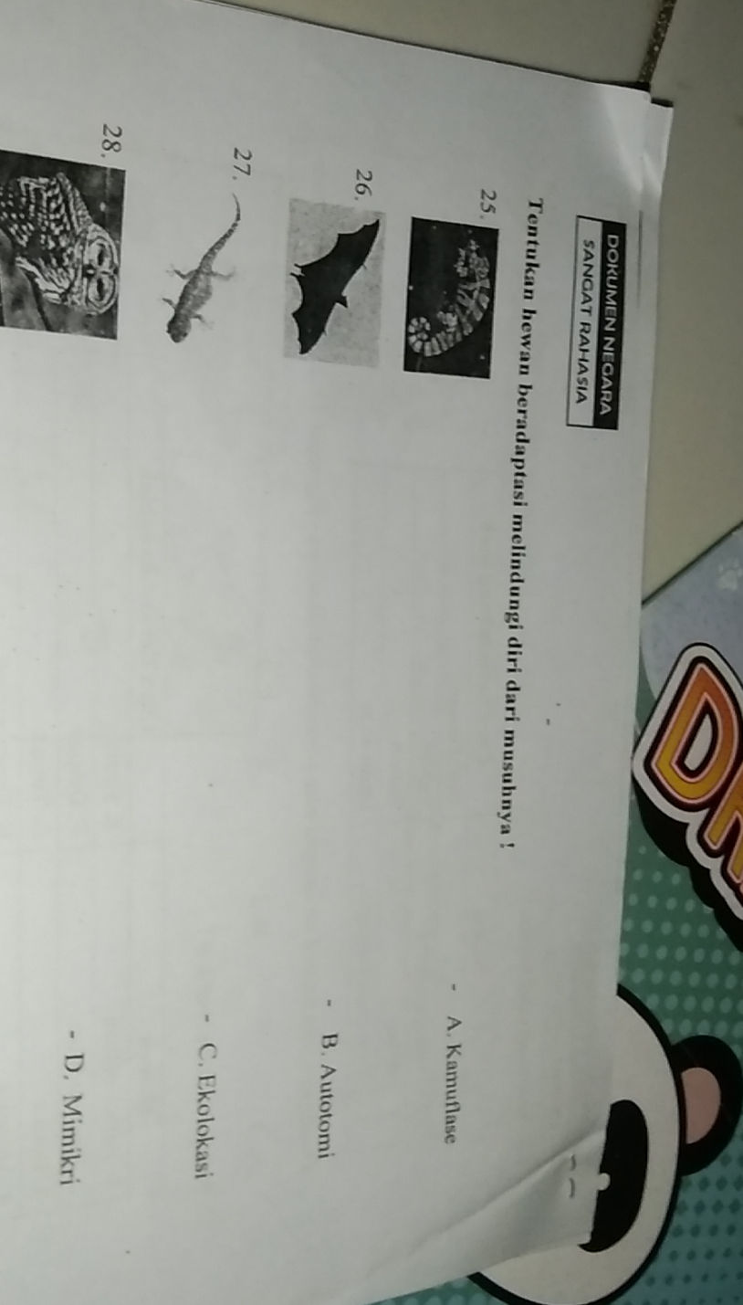 Tentukan hewan beradaptasi melindungi diri | StudyX