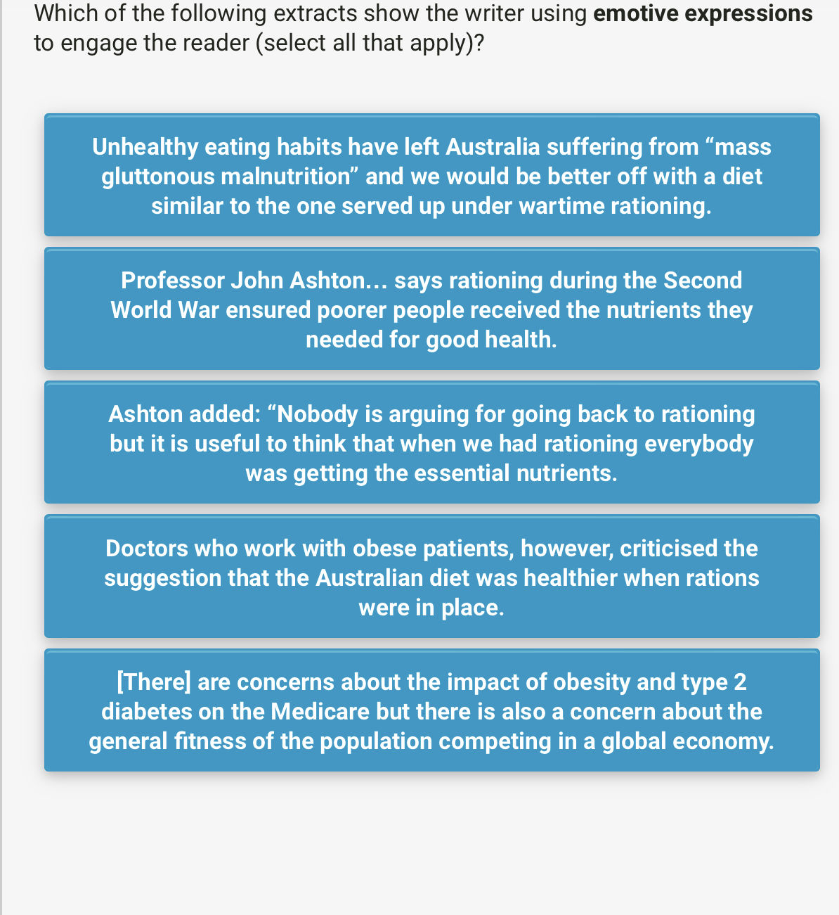Which of the following extracts show the | StudyX