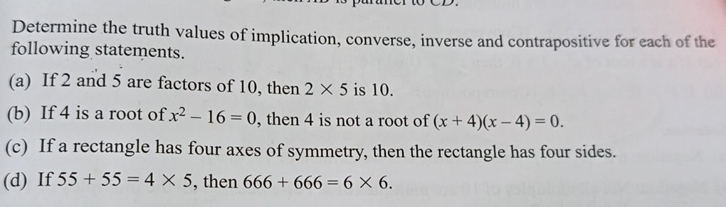 Determine the truth values of implication, | StudyX