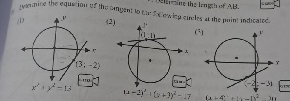 Determine the equation of the tangent to the | StudyX