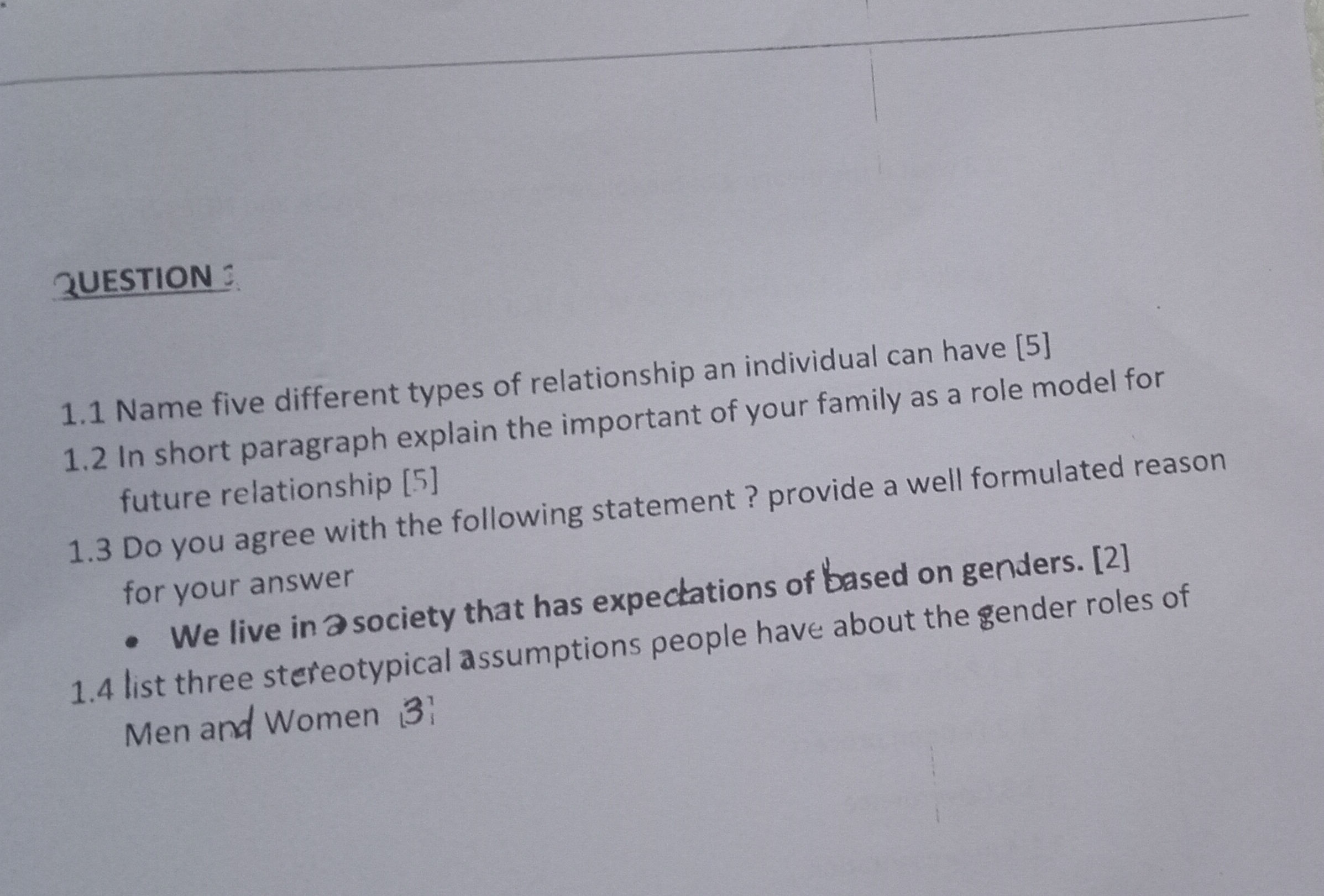 1.1 Name five different types of | StudyX