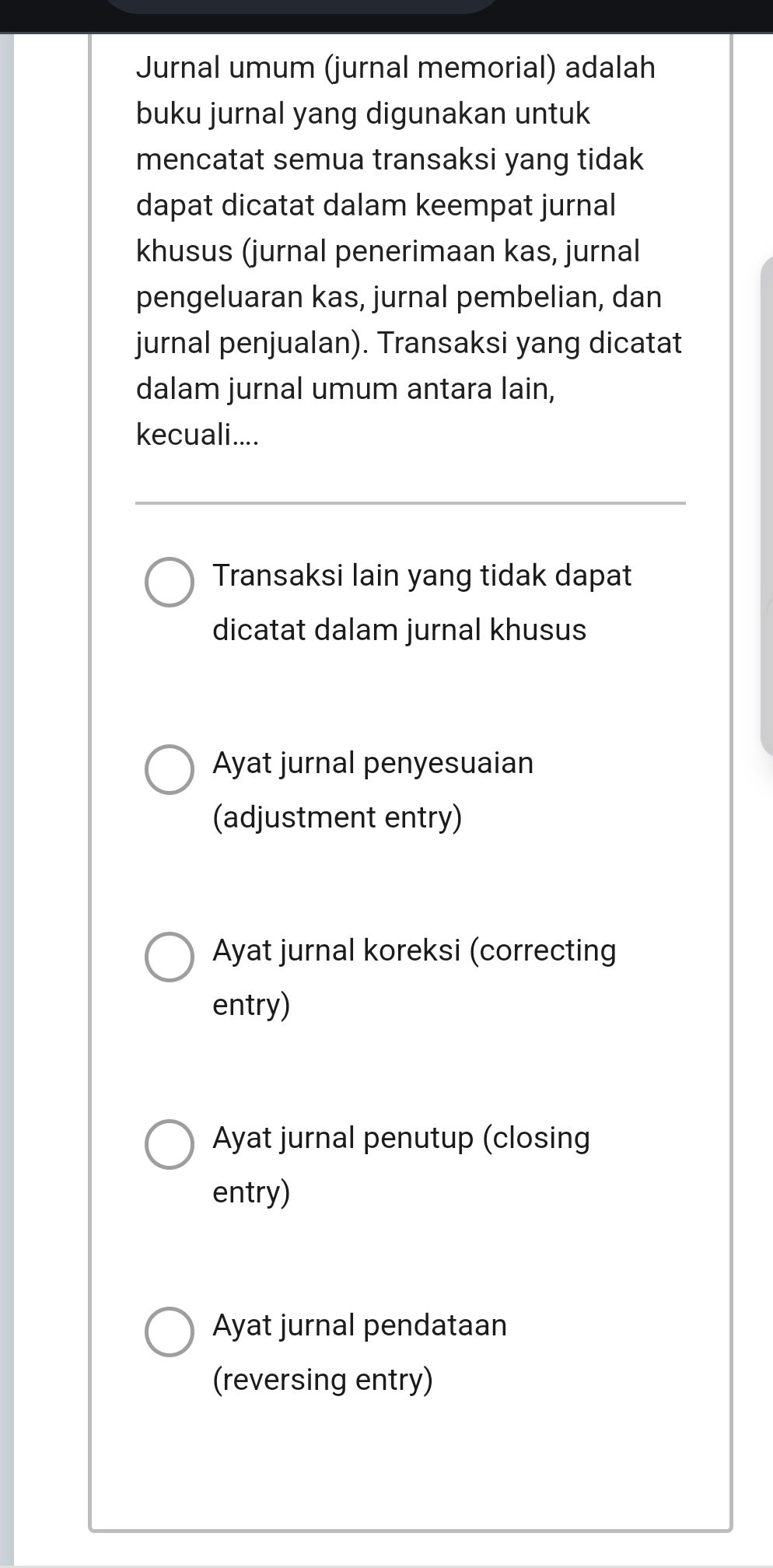 Jurnal umum (jurnal memorial) adalah buku | StudyX