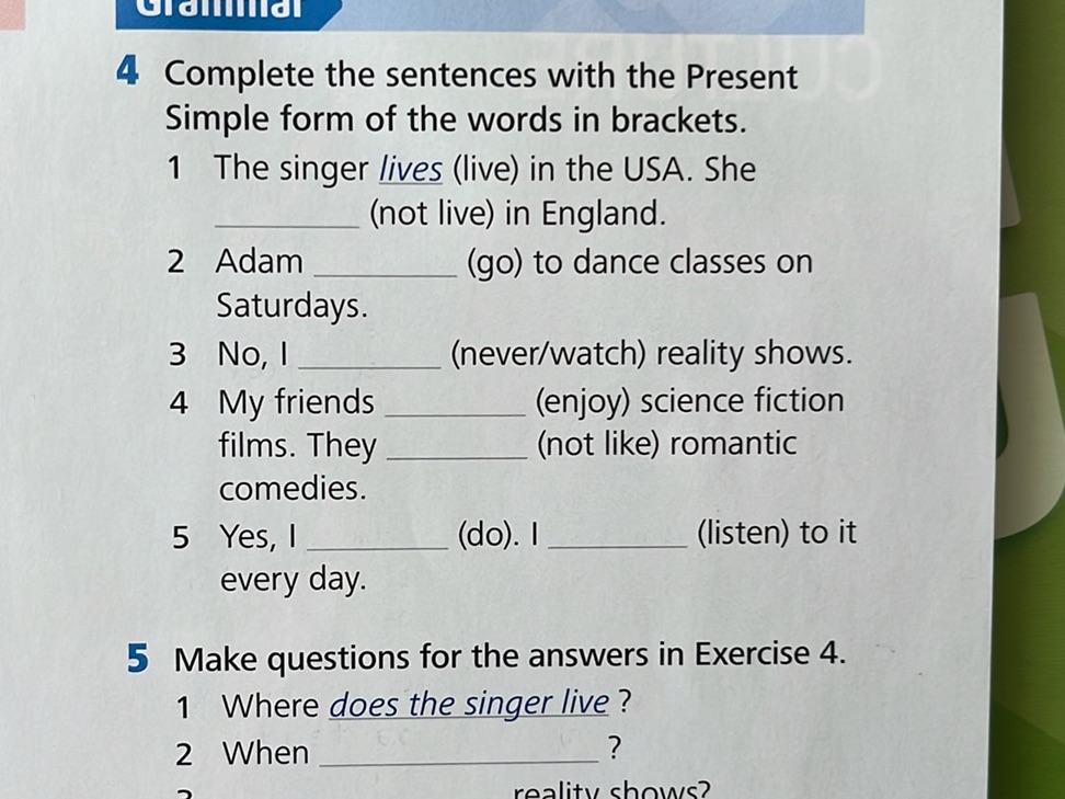 4 Complete the sentences with the Present | StudyX