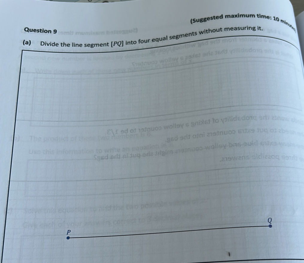 (a) Divide the line segment [PQ] into four | StudyX