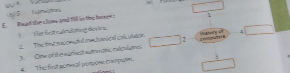 E. Read the clues and fill in the boxes: 1. | StudyX