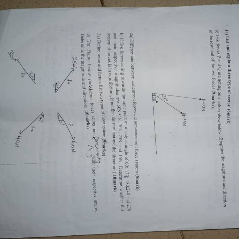 1a) List and explain three types of vectors | StudyX