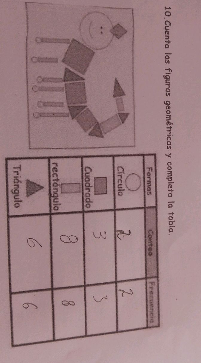 10. Cuenta las figuras geométricas y | StudyX