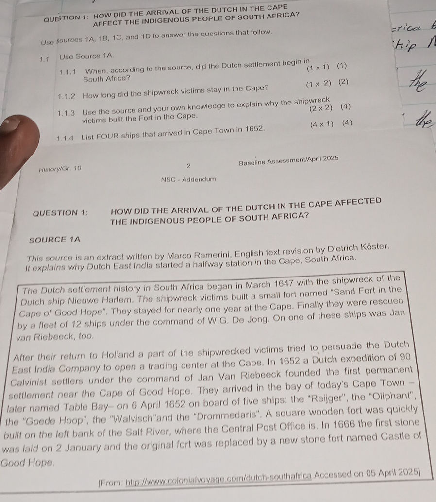 QUESTION 1: HOW DID THE ARRIVAL OF THE DUTCH | StudyX