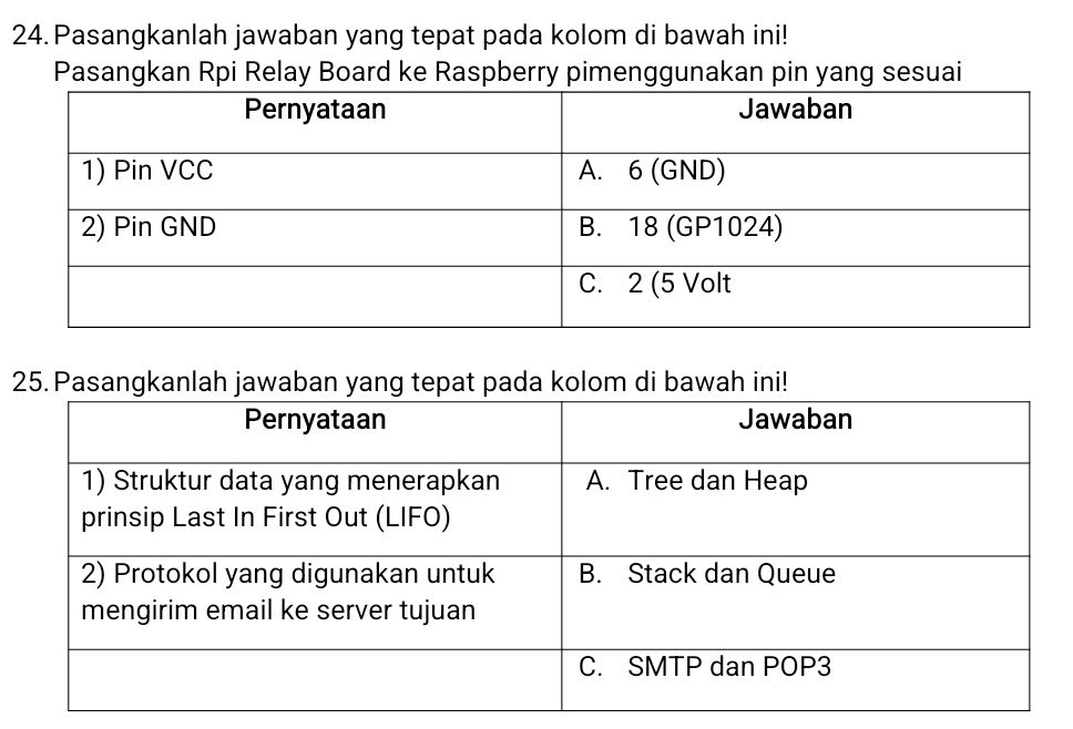 24. Pasangkanlah jawaban yang tepat pada | StudyX