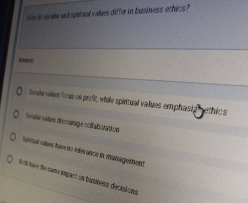 How do secular and spiritual values differ | StudyX