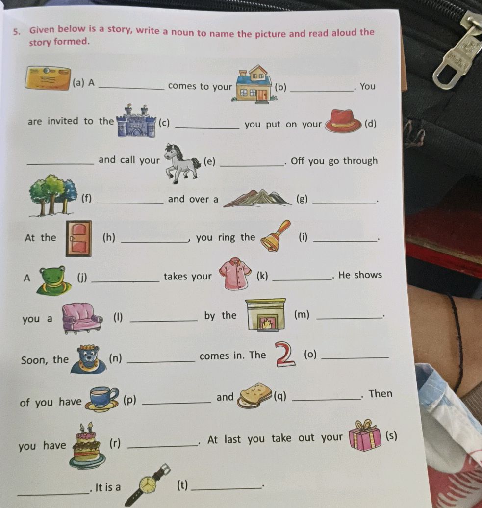 5. Given below is a story, write a noun to | StudyX