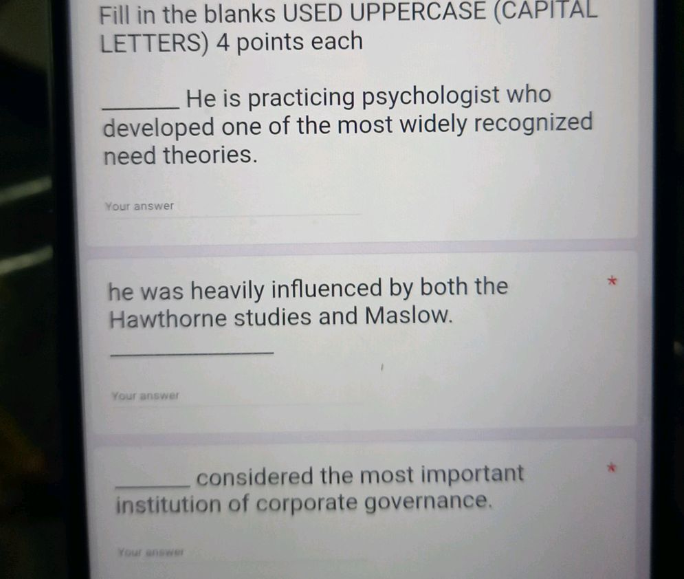 Fill in the blanks USED UPPERCASE (CAPITAL | StudyX