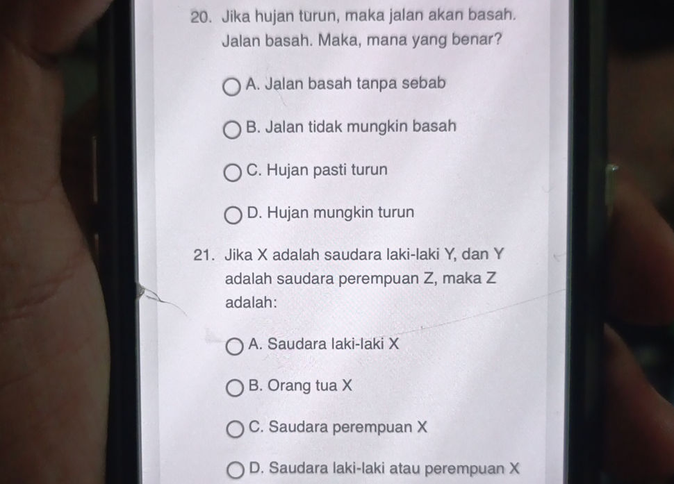 20. Jika hujan turun, maka jalan akan basah. | StudyX