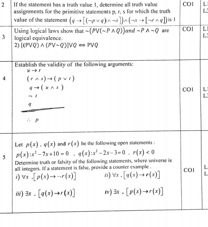 2. If the statement has a truth value 1, | StudyX