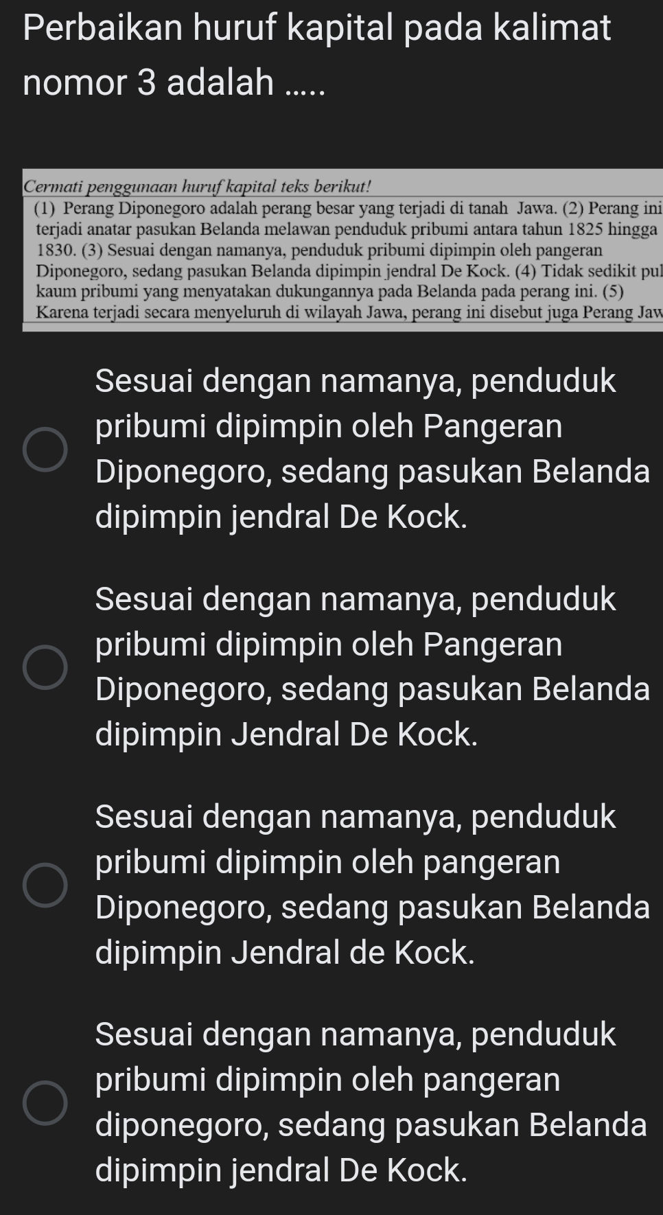 Perbaikan huruf kapital pada kalimat nomor 3 | StudyX