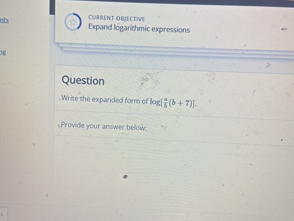 Write the expanded form of $log_{ | StudyX