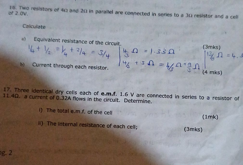 16. Two resistors of 4Ω and 2Ω in parallel | StudyX