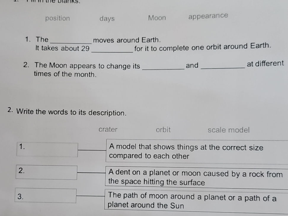 1. Fill in the blanks. The moves around | StudyX