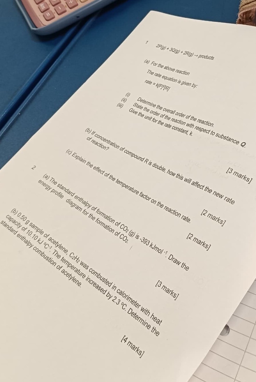 1. 2P(g) + 3Q(g) + 2R(g) → products (a) | StudyX