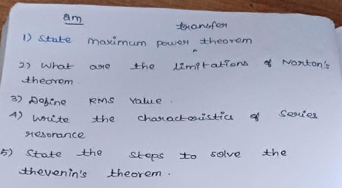 1) State maximum power theorem 2) What are | StudyX