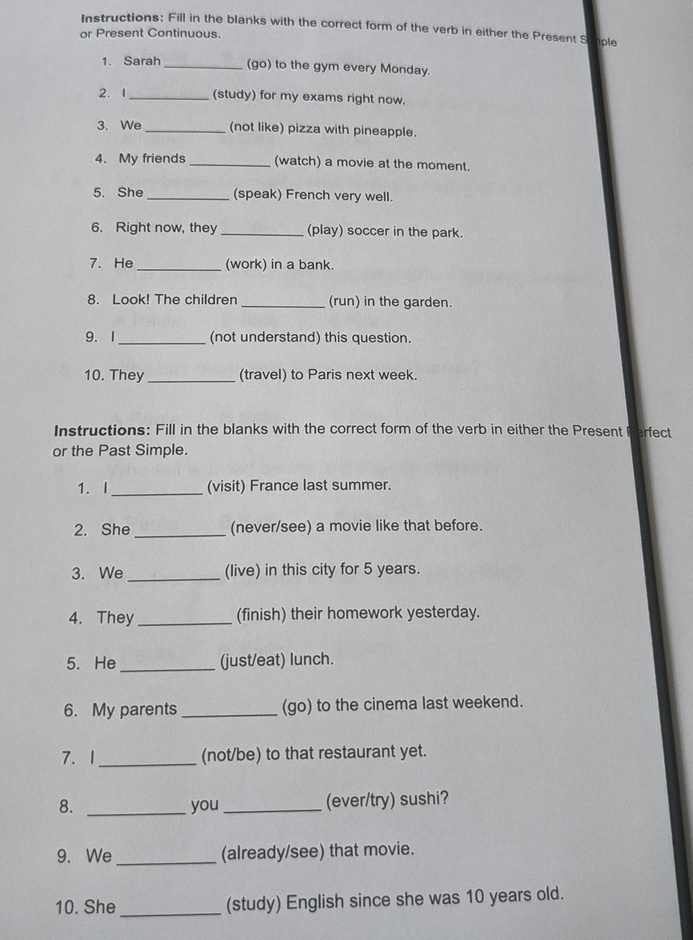 Instructions: Fill in the blanks with the | StudyX