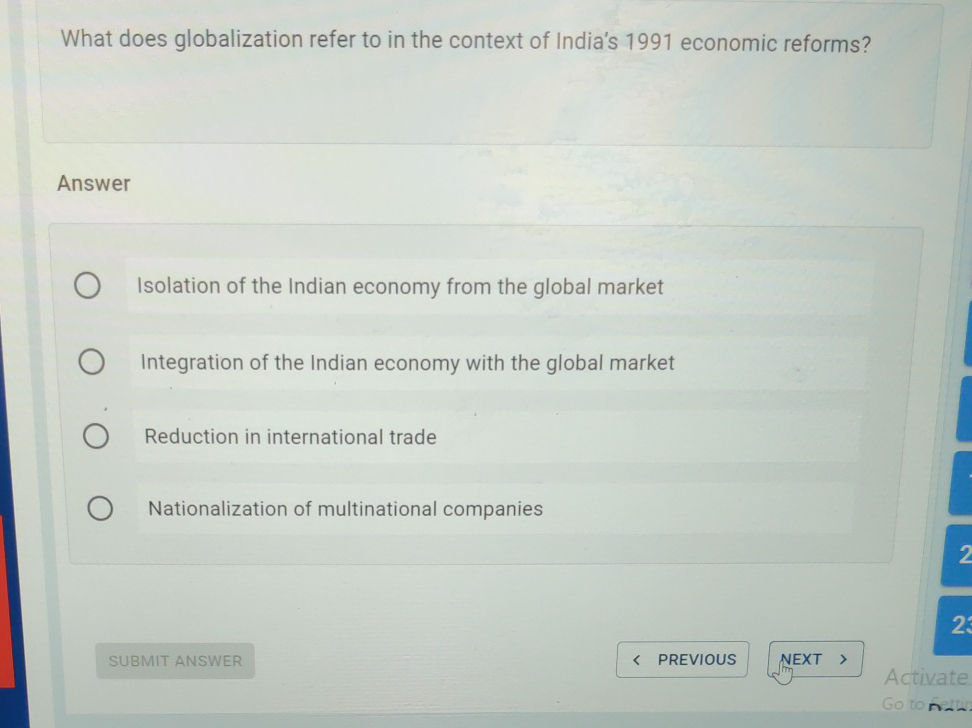 What does globalization refer to in the | StudyX