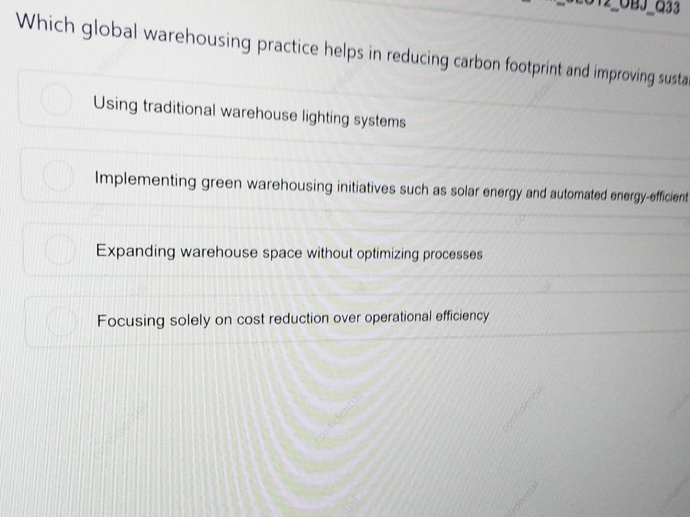 Which global warehousing practice helps in | StudyX