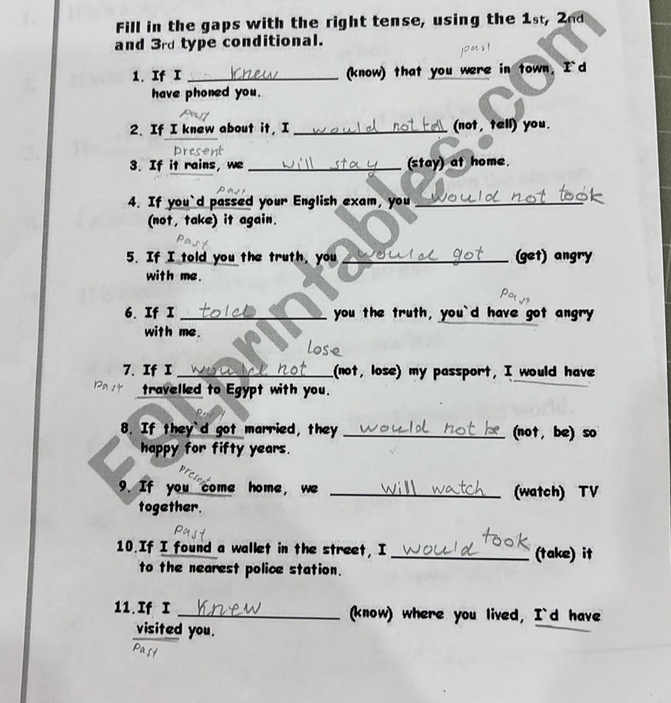 Fill in the gaps with the right tense, using | StudyX