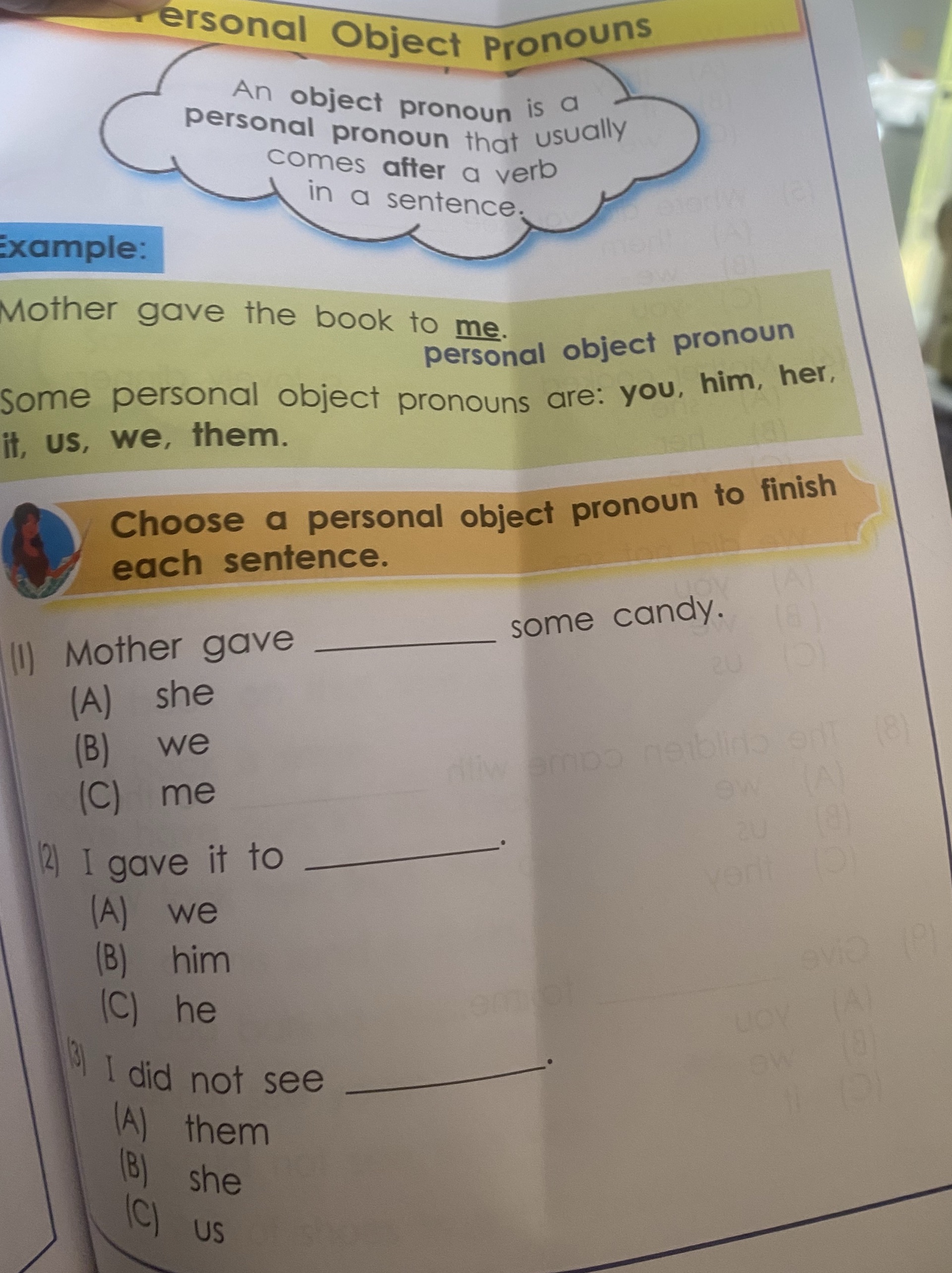 Choose a personal object pronoun to finish | StudyX