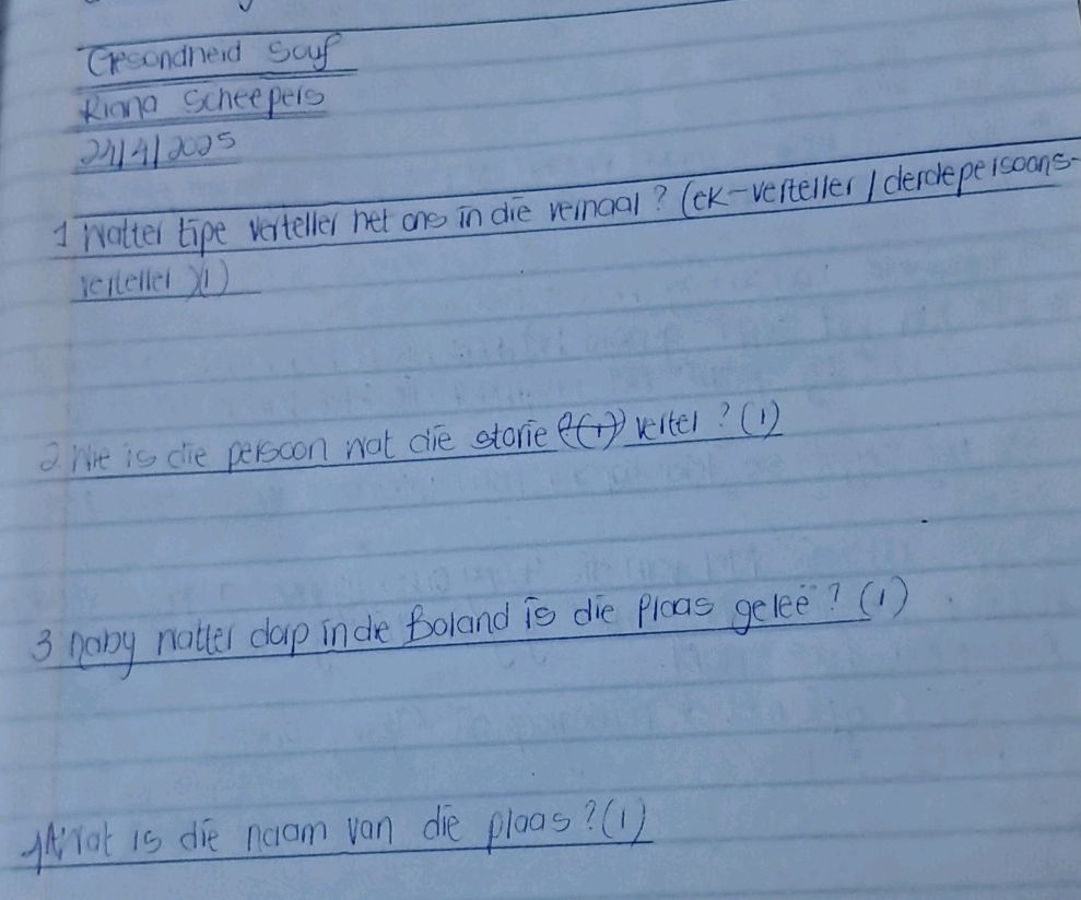 1. Watter tipe verteller het ons in die | StudyX