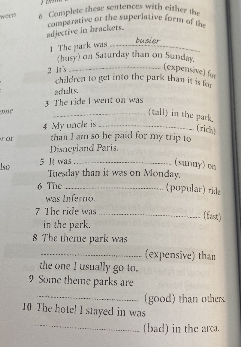 6 Complete these sentences with either the | StudyX