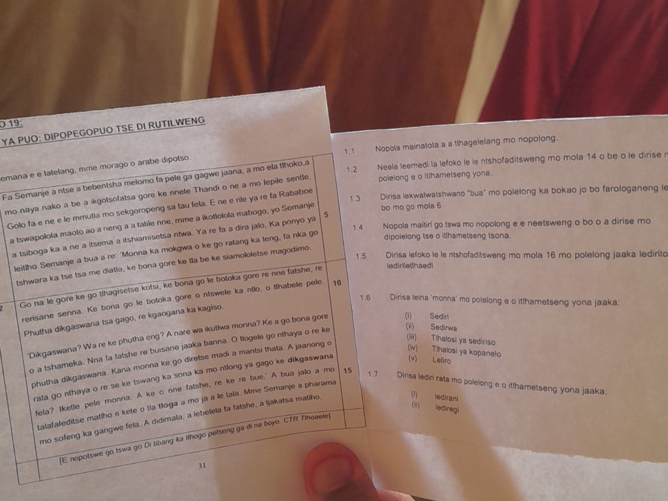 1. Nopola mainatota a a tlhagelelang mo | StudyX