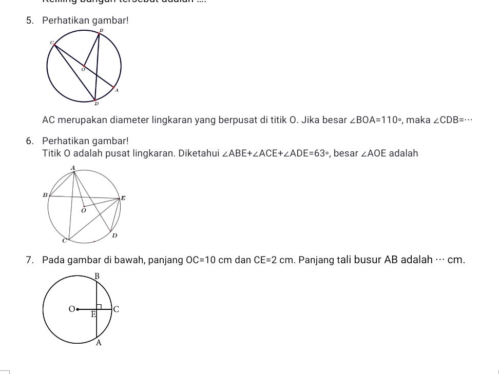 5. Perhatikan gambar! AC merupakan diameter | StudyX