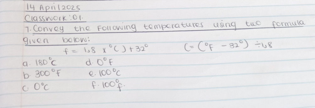 7. Convey the following temperatures using | StudyX